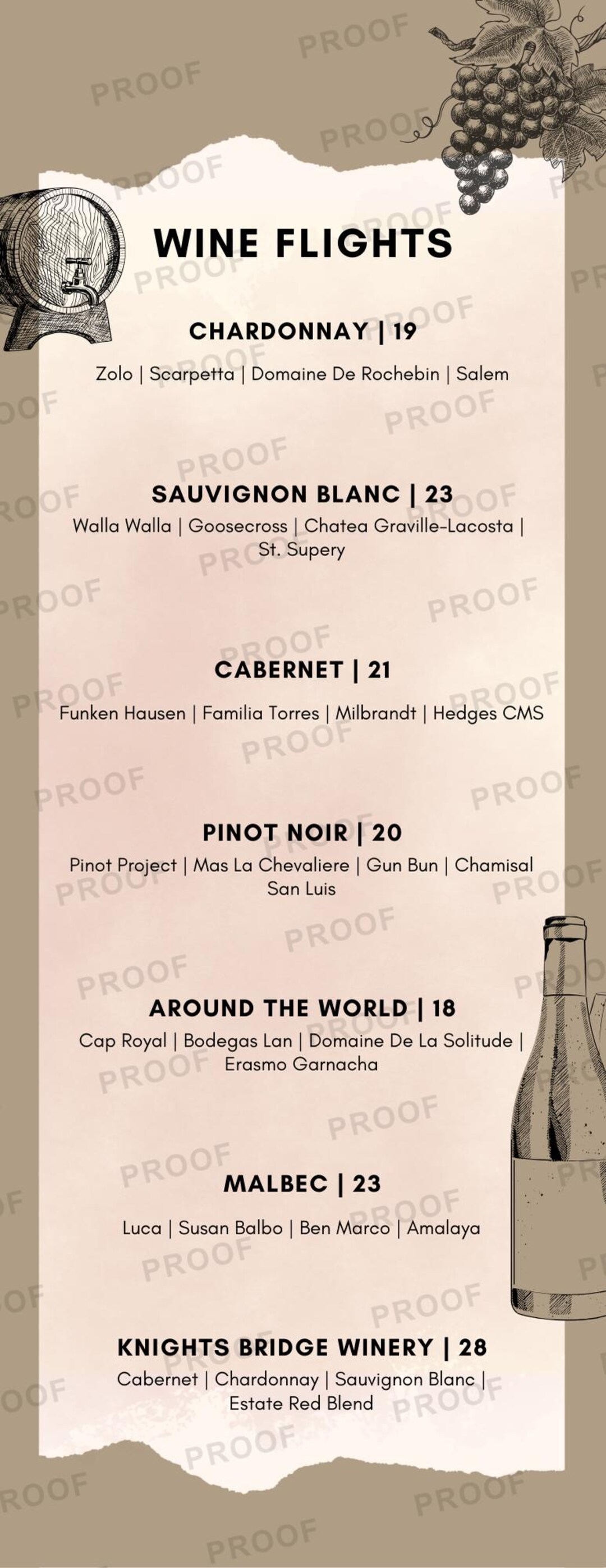 Wine Flight Bar Menu Canva Template (4.25 X 11 In) - Etsy