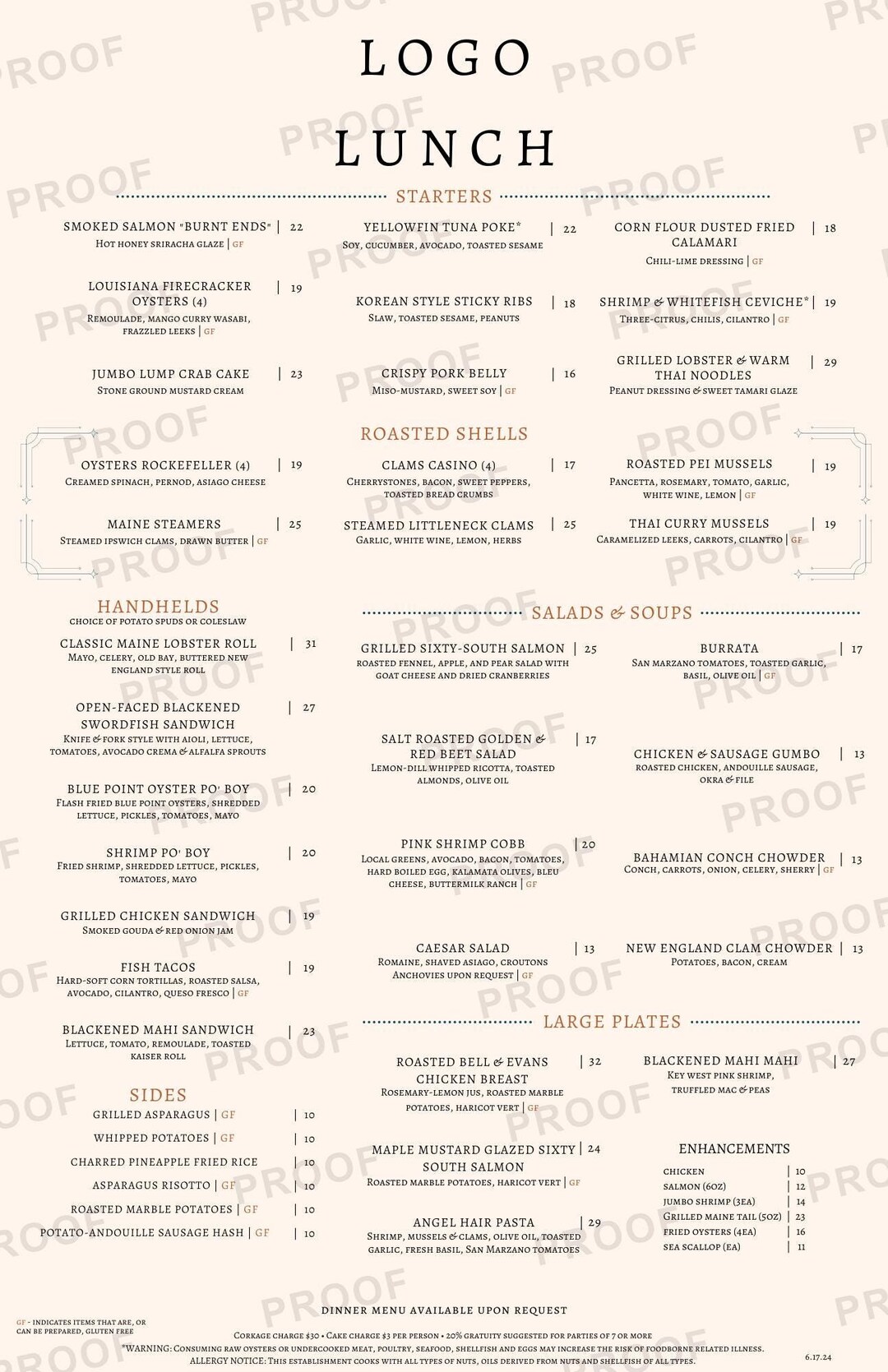 Canva Template for High-end Seafood Restaurant Menu. Lunch, Dinner, and ...