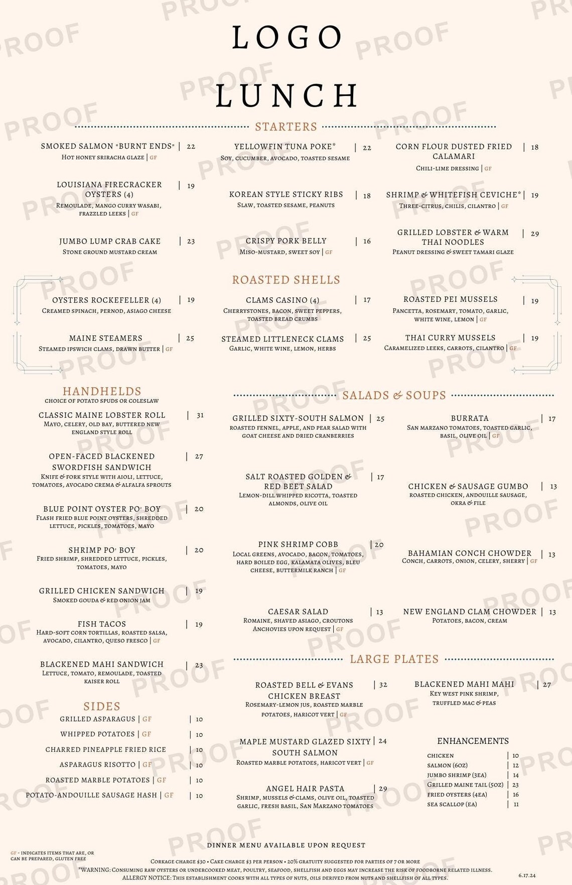 Canva Template for High-end Seafood Restaurant Menu. Lunch, Dinner, and ...