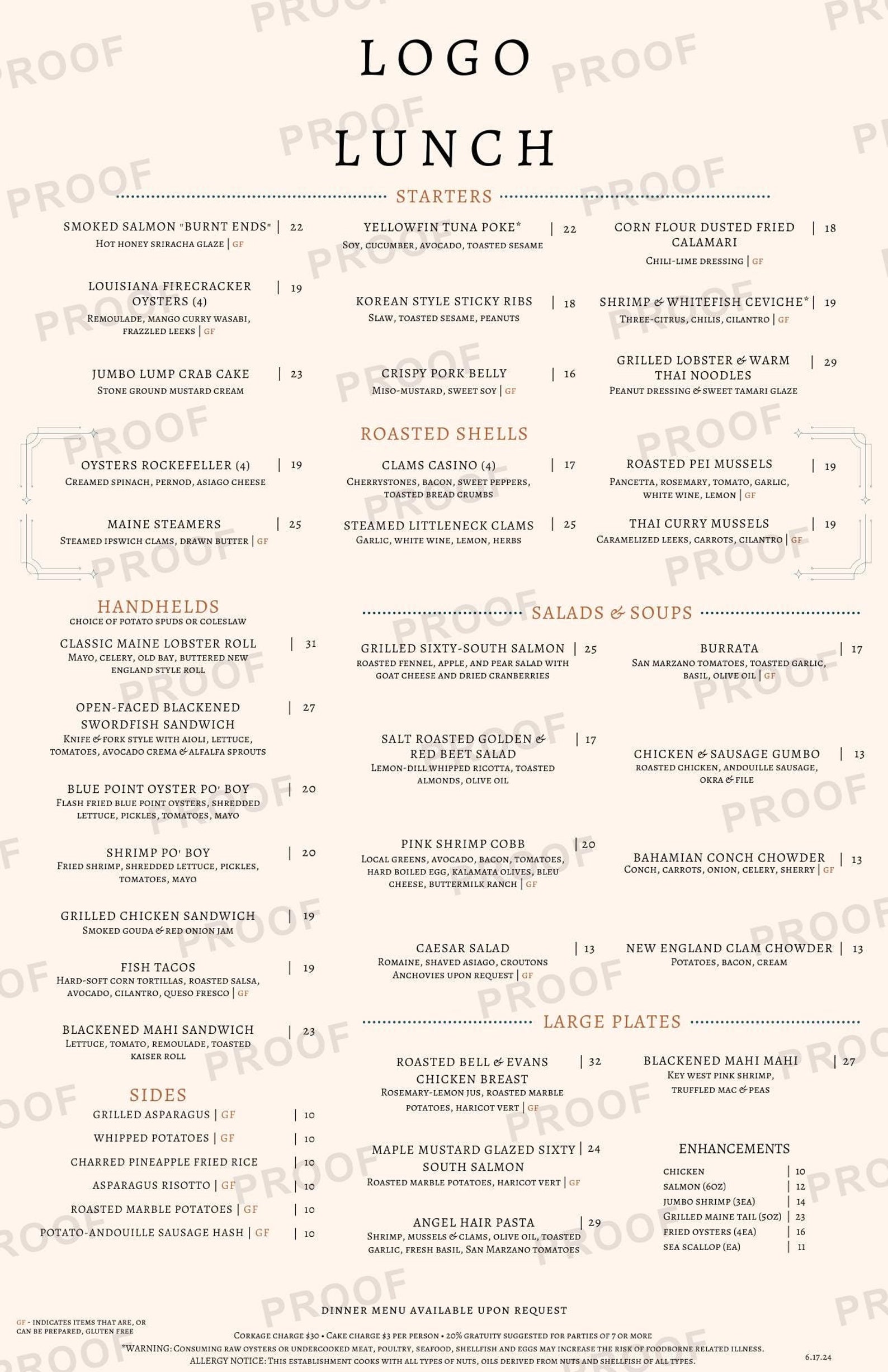 Canva Template for High-end Seafood Restaurant Menu. Lunch, Dinner, and ...