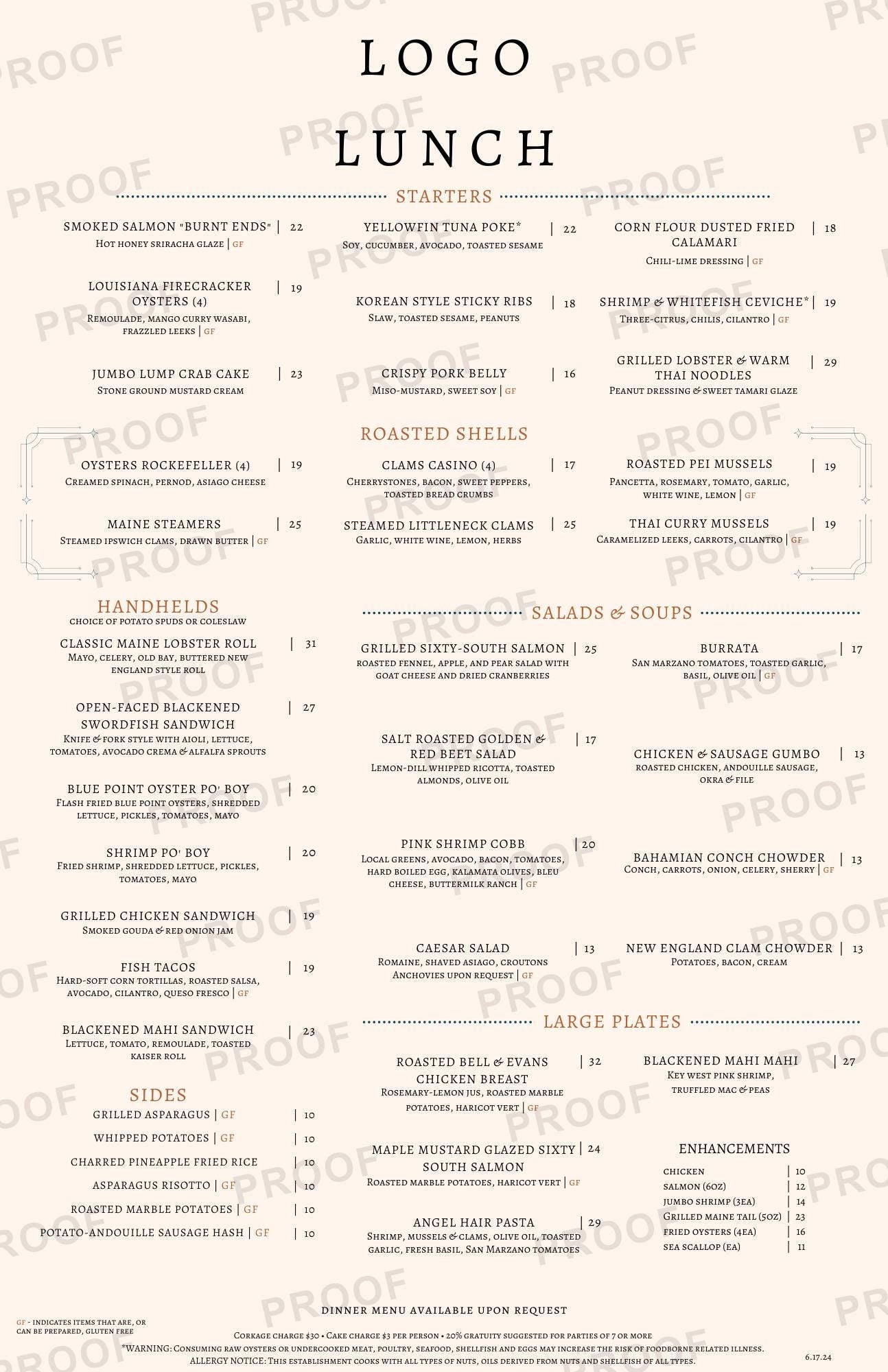 Canva Template for High-end Seafood Restaurant Menu. Lunch, Dinner, and ...