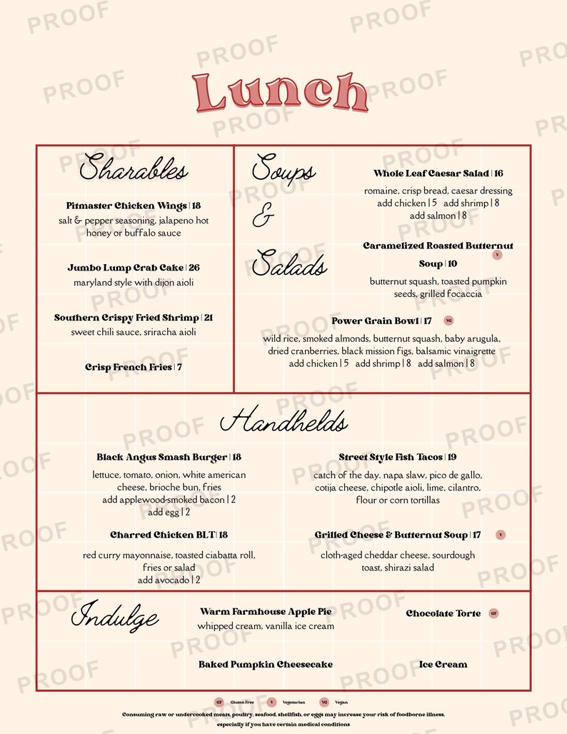 Canva Template for Retro Style Restaurant Menu. Lunch, Dinner, and Bar ...