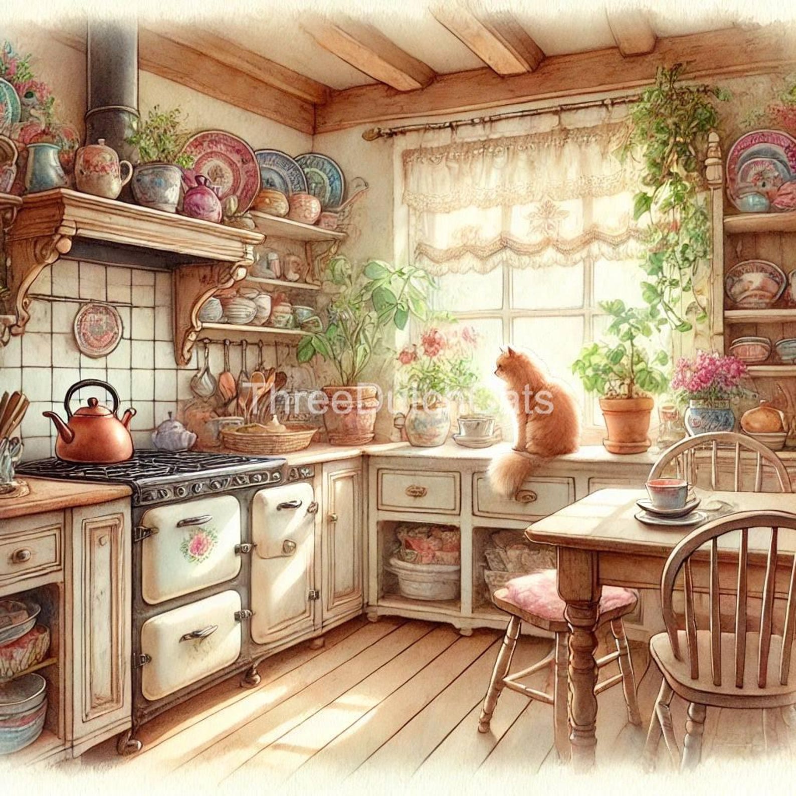 Shabby Chic Rustic Kitchen Clipart - 10 High-quality Watercolor Jpgs ...