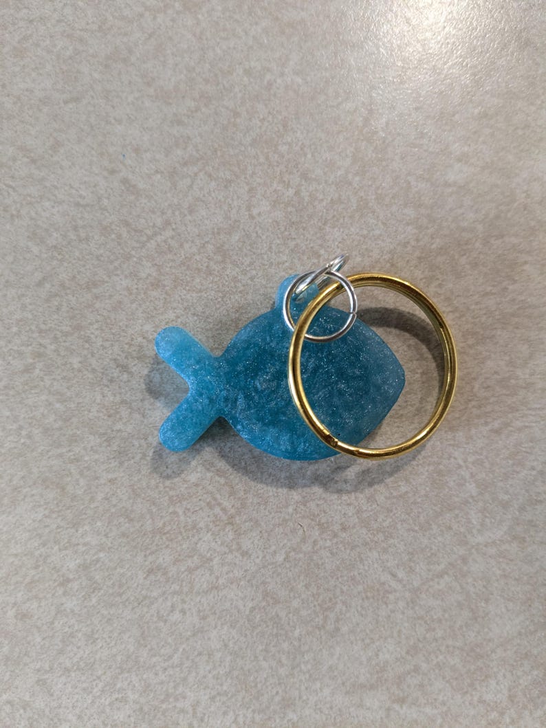 Cute, Resin, Fish, Teal, Keychain :) - Etsy