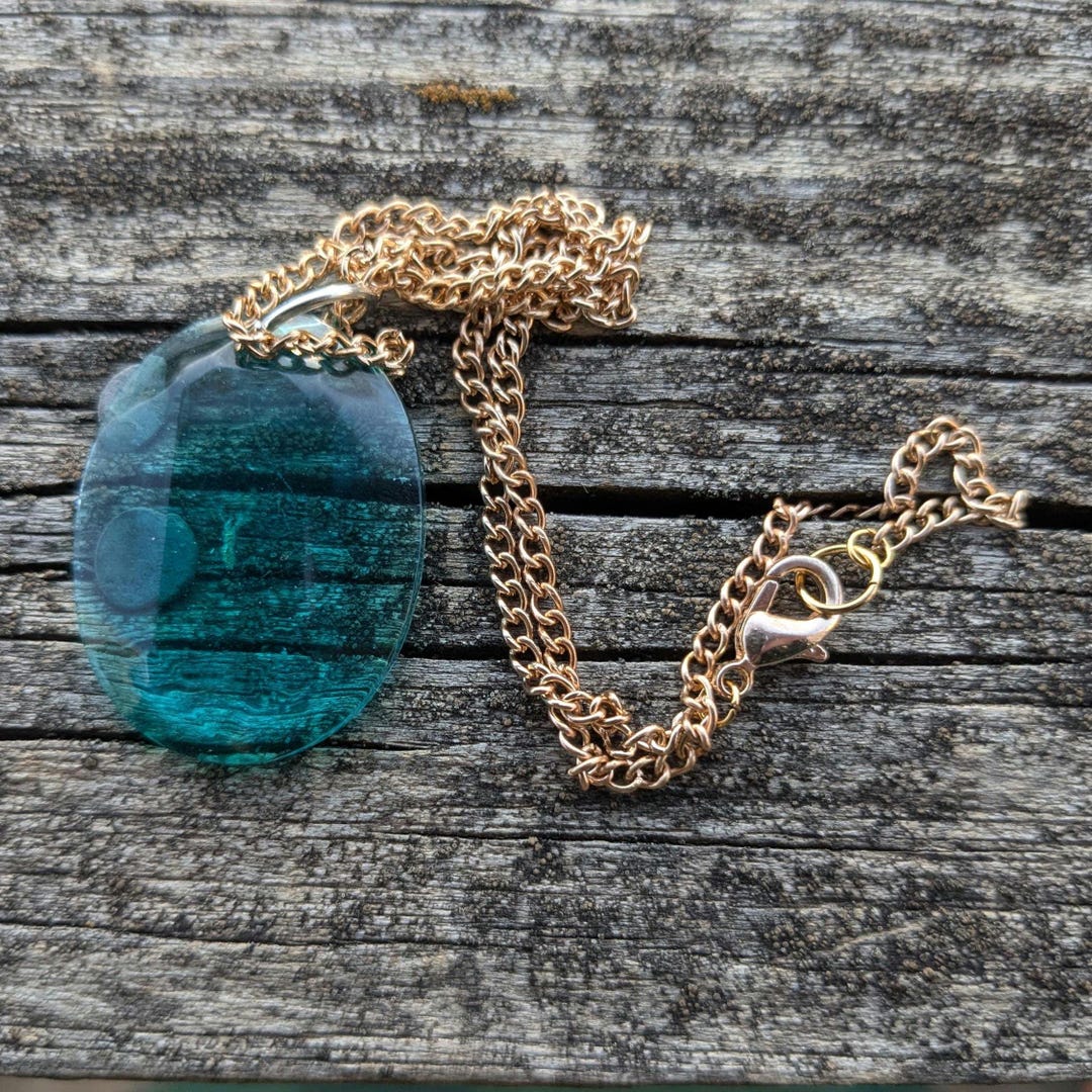 Sweet Clear Blue-green Resin Necklace - Etsy
