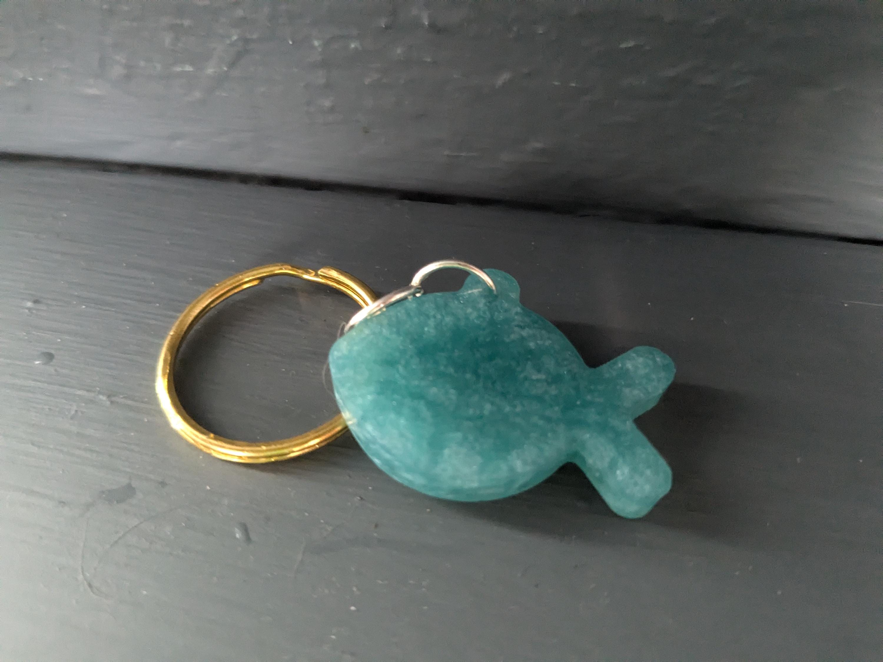 Cute, Resin, Fish, Teal, Keychain :) - Etsy