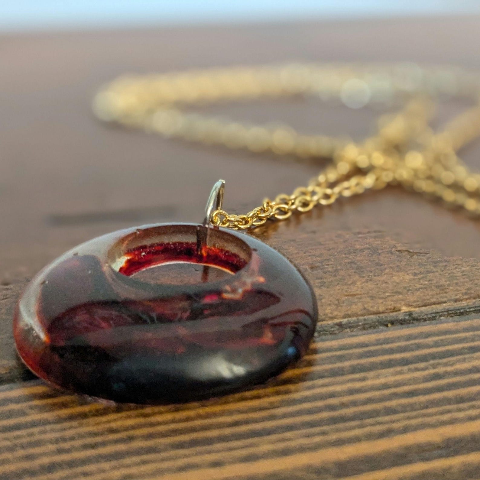 Resin Ruby Red Swirl Necklace - Etsy