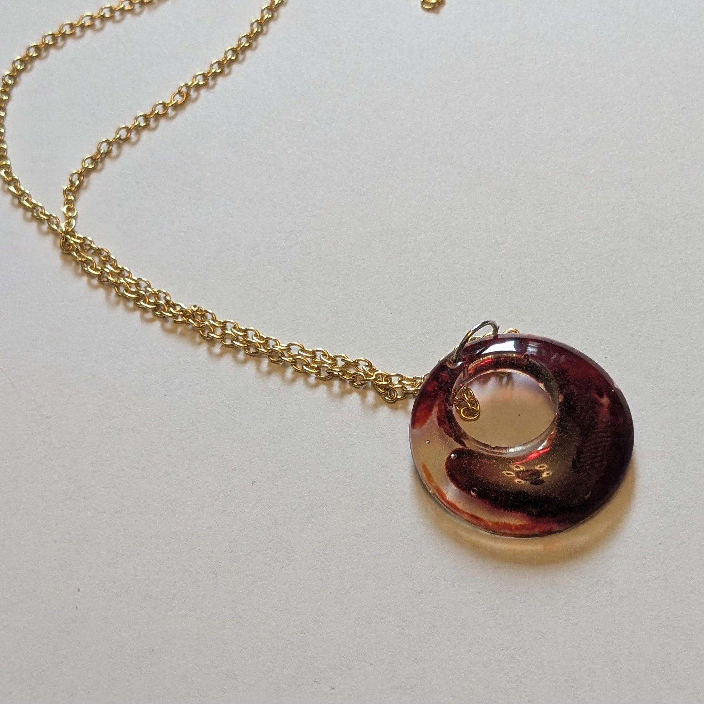 Resin Ruby Red Swirl Necklace - Etsy