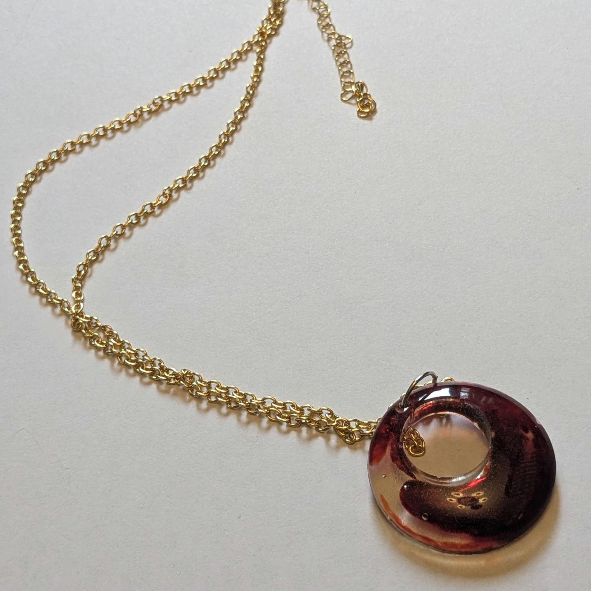 Resin Ruby Red Swirl Necklace - Etsy