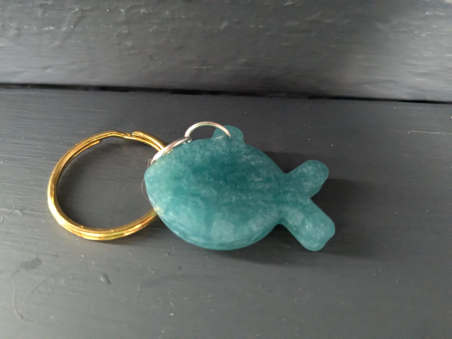 Cute, Resin, Fish, Teal, Keychain :) - Etsy
