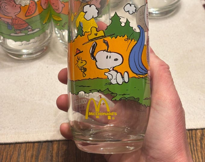 Vintage Mcdonald’s CAMP SNOOPY "the Struggle for Security is No Picnic” PEANUTS Collector Glass ...