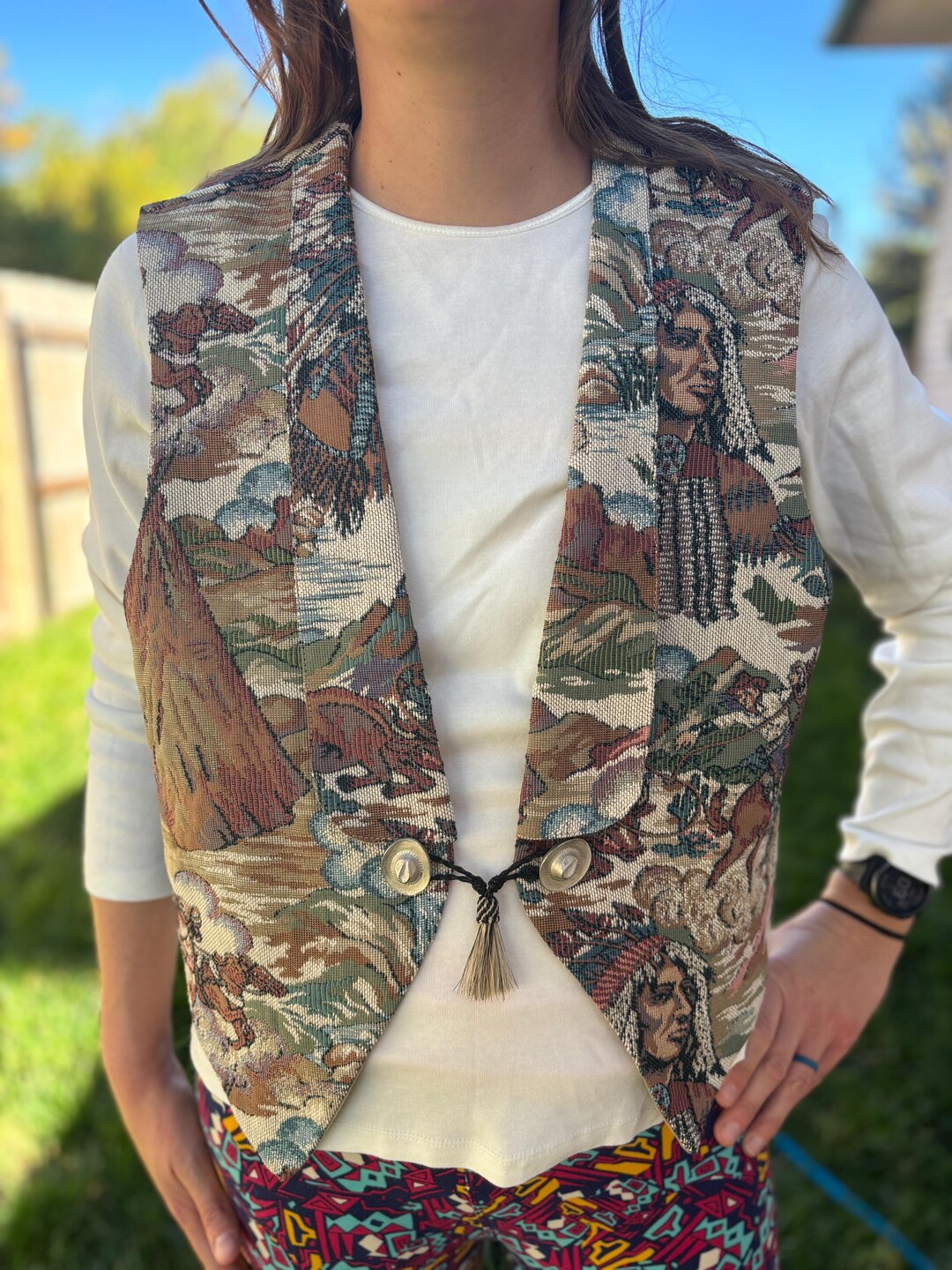 Vintage Womens Extra Large Longhorn Western Wear Vest and Long Sleeve ...