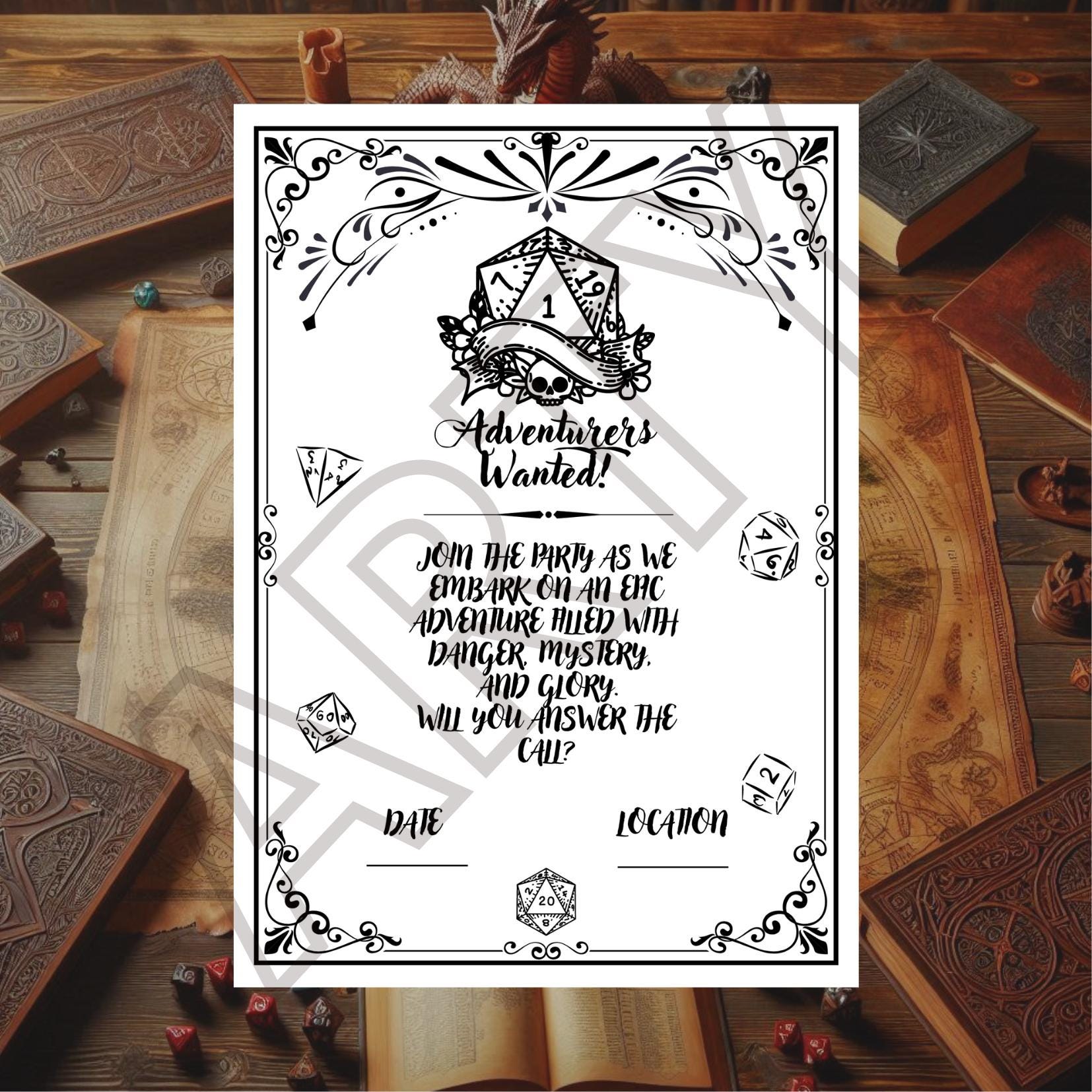 D&D Printable Invitation, Digital Dnd Party Invite, TTRPG Campaign ...
