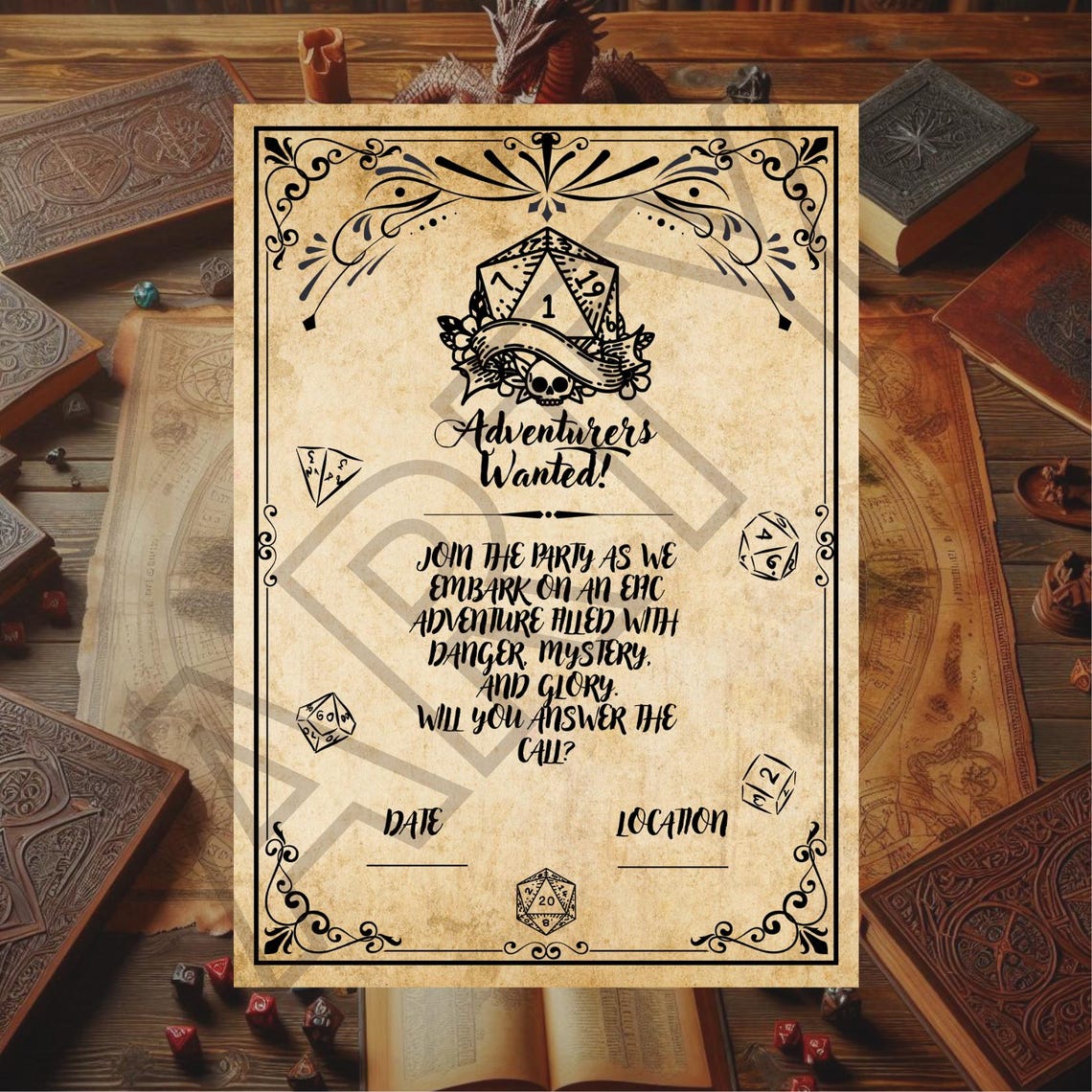 D&D Printable Invitation, Digital Dnd Party Invite, TTRPG Campaign ...