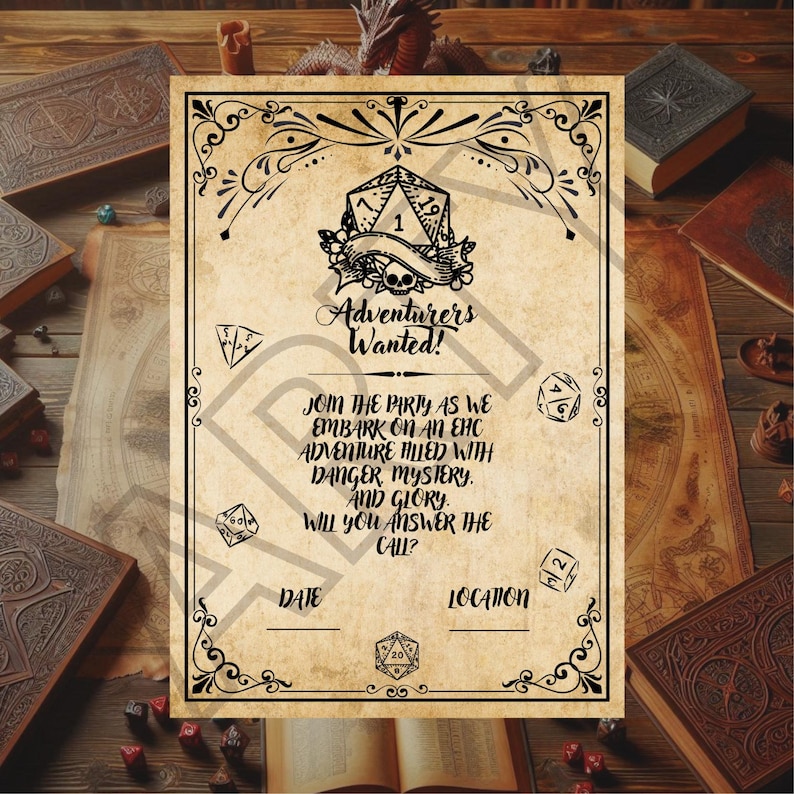 D&D Printable Invitation, Digital Dnd Party Invite, TTRPG Campaign ...