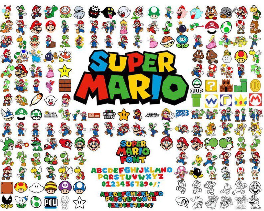 Super Mario PNG Bundle for Cricut and Sublimation, Mario Cut Files ...
