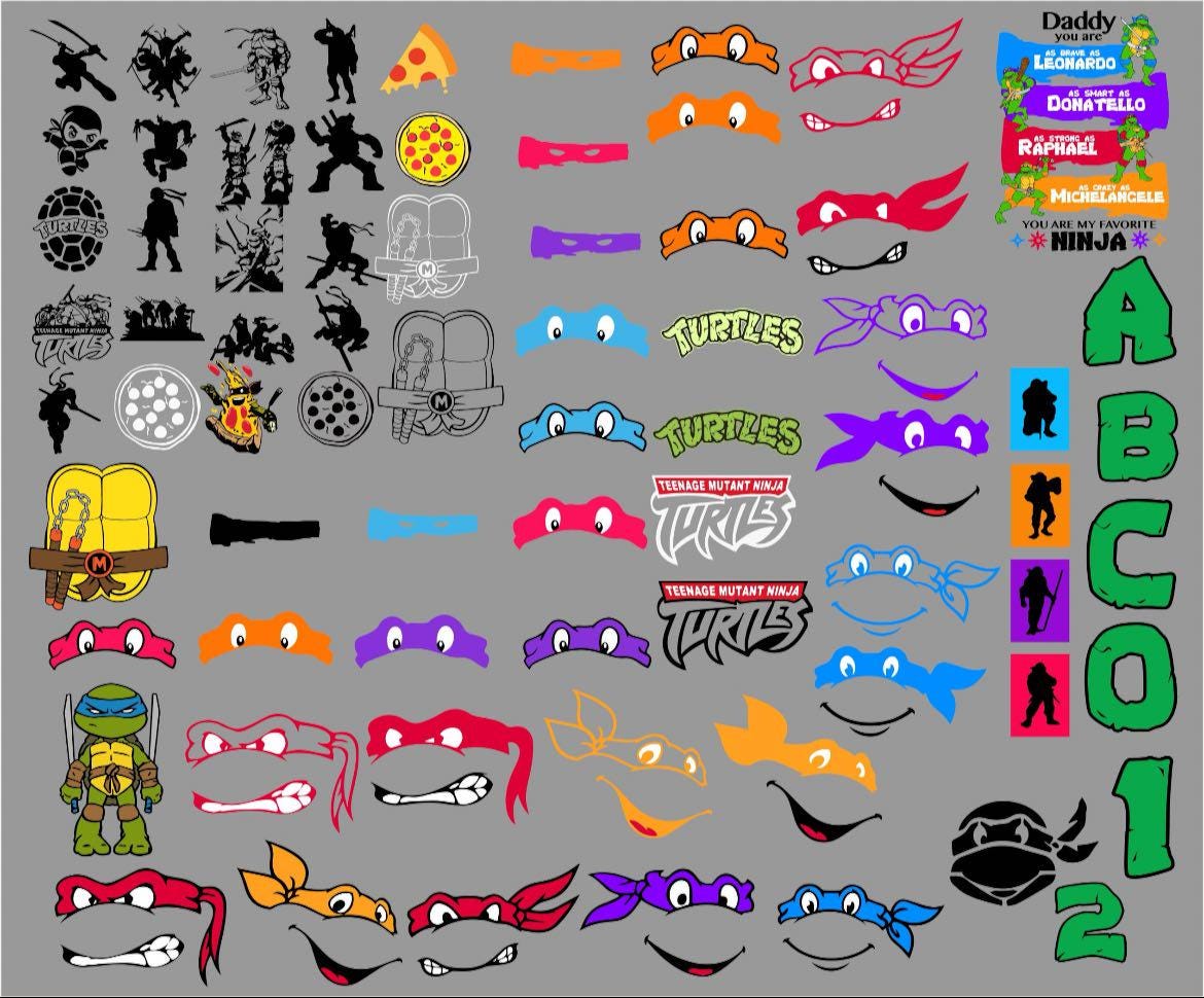 Ninja Turtles PNG Clipart Layered Files for Cricut Cut Print, Mutant ...