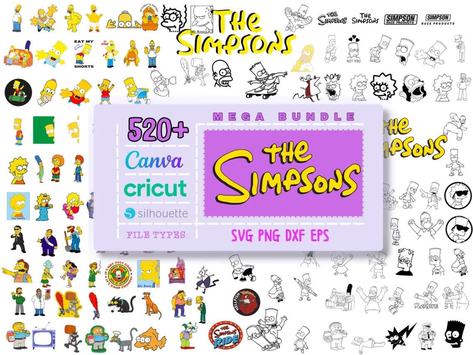 Simpsons Clip Art Bundle, Simpsons Png Cut Files for Cricut ...