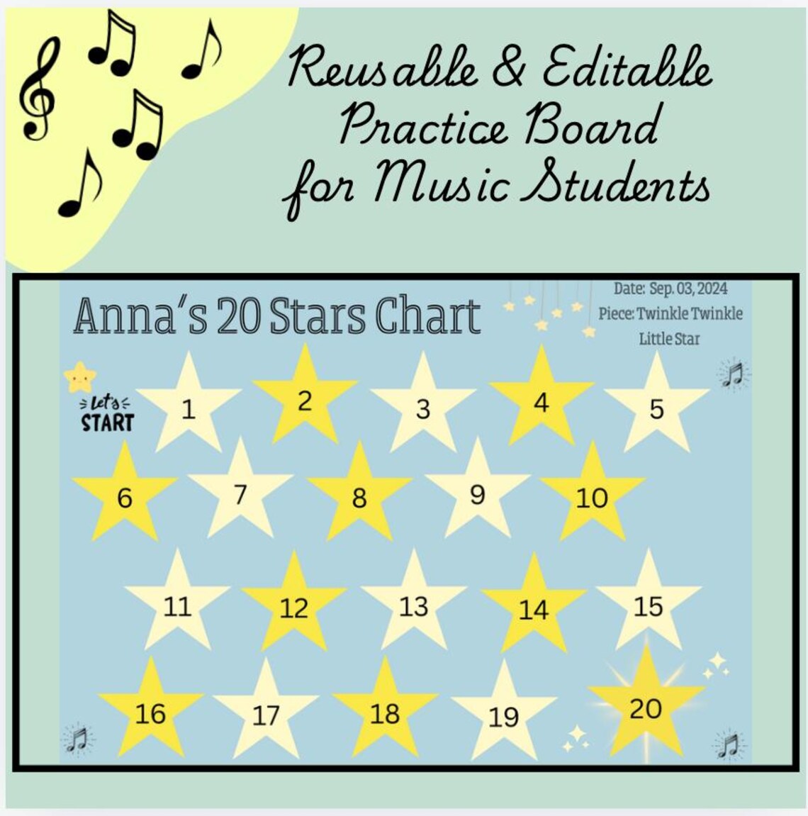Practice Music Chart for Kids, Practice Activity for Violin, Piano ...