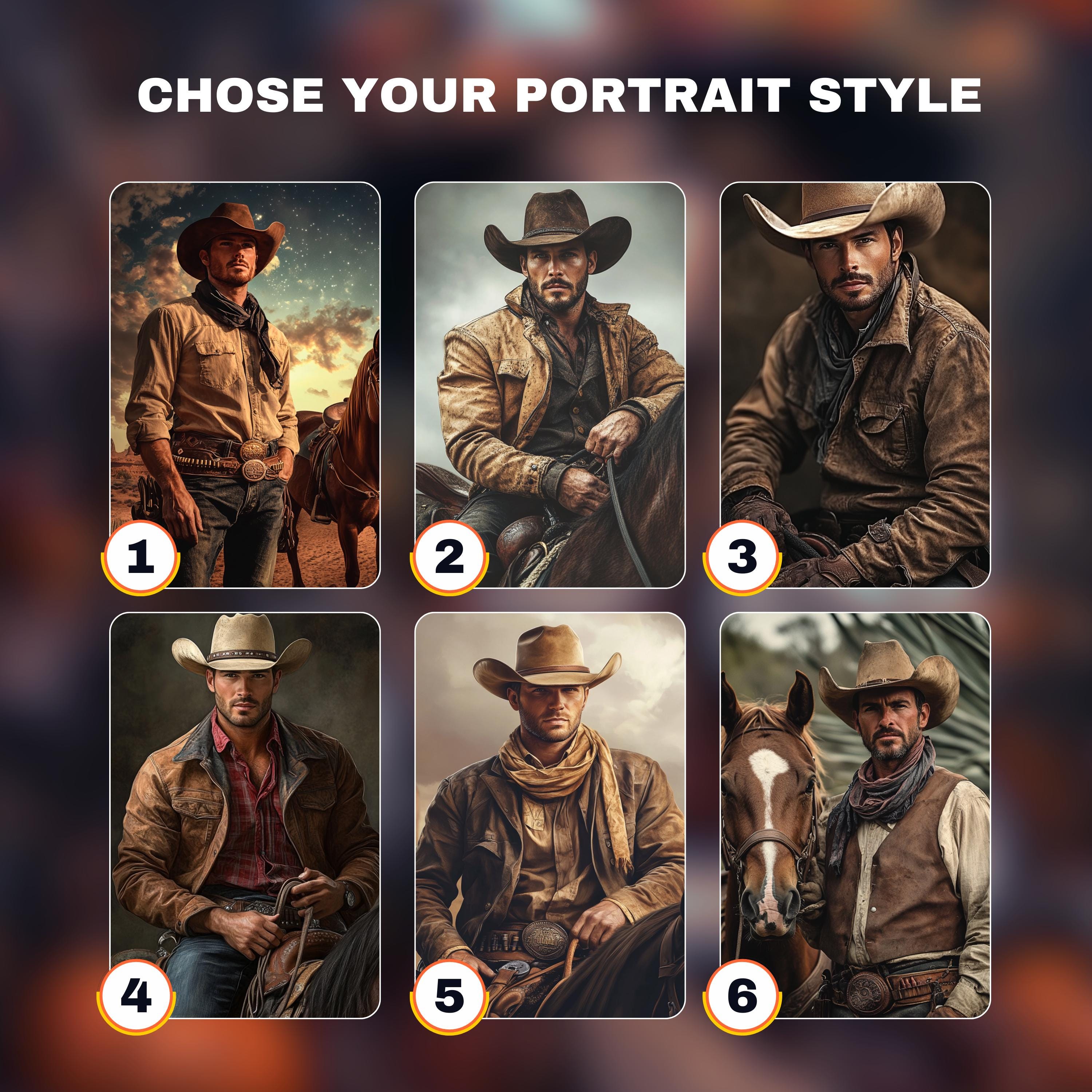 Cowboy Portrait | Custom Cowboy Art Print | Personalized Western Decor ...