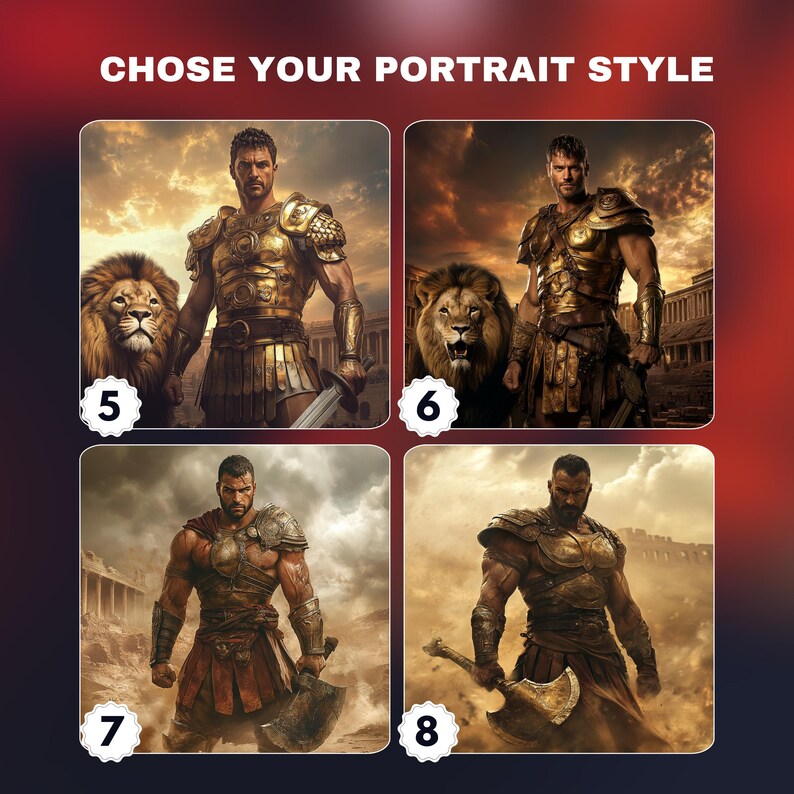 Gladiator Portrait: Custom Gladiator Men Portrait, Unique Art for ...