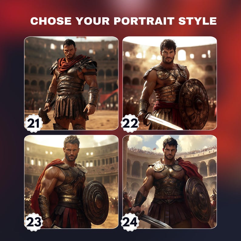 Gladiator Portrait: Custom Gladiator Men Portrait, Unique Art for ...