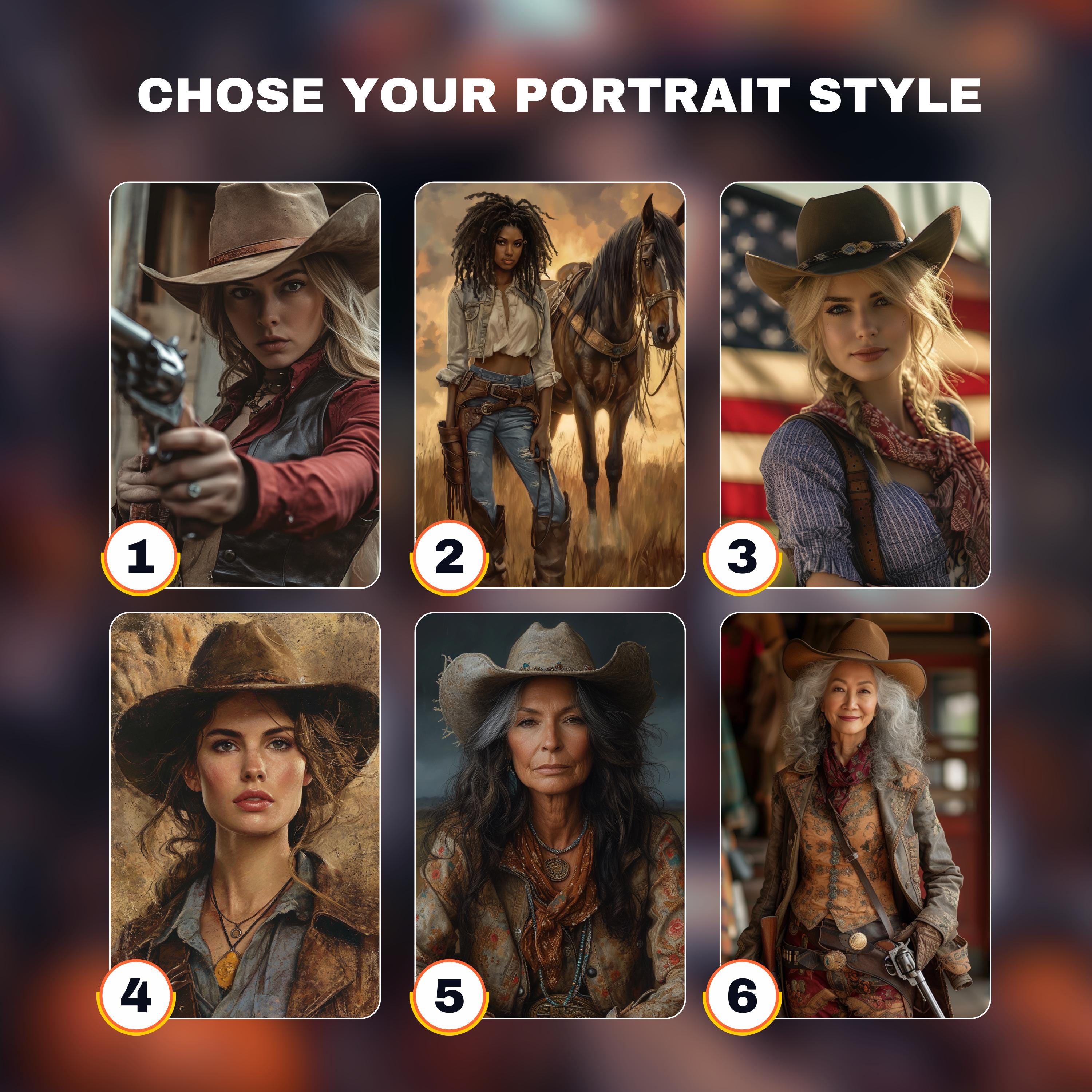 Custom Cowgirl Portrait From Photo, Western Art From Photo, Female ...