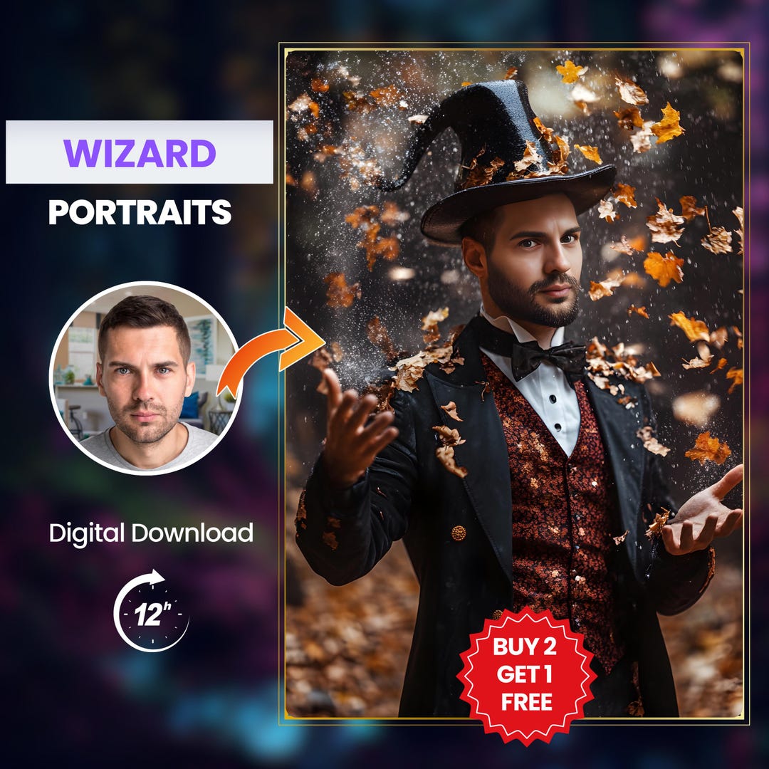 Magician Portrait | Realistic Custom Portrait | Personalized Art Gift ...