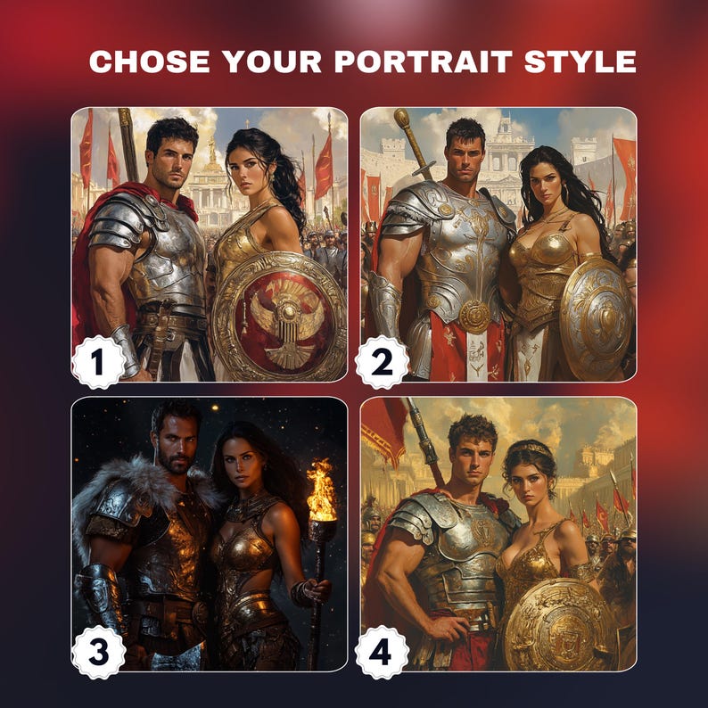 Gladiator Portrait: Custom Gladiator Couple Portrait, Unique Art for ...
