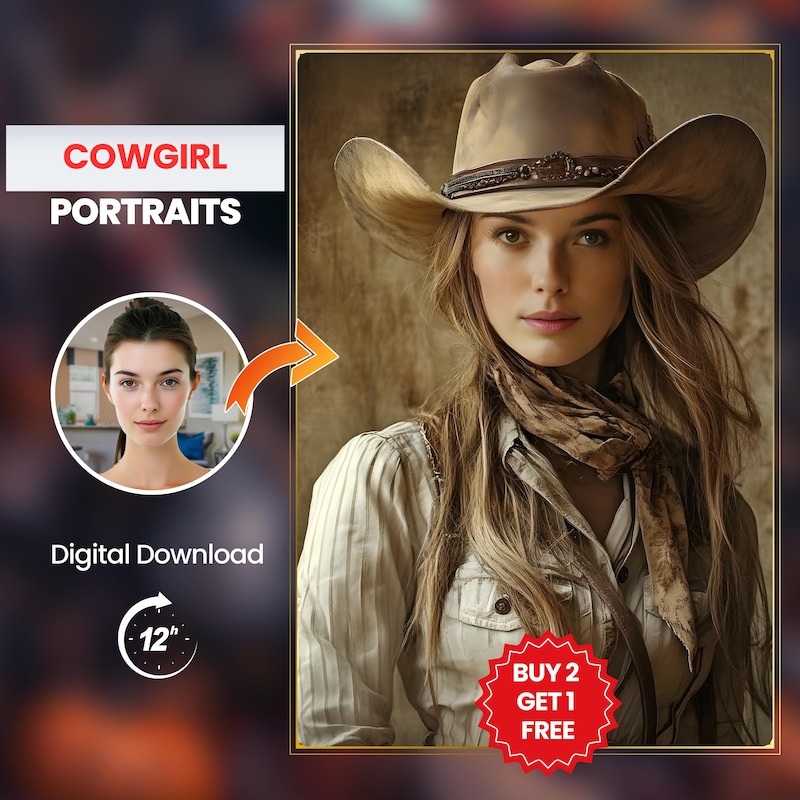 Female western portraits - Etsy.de