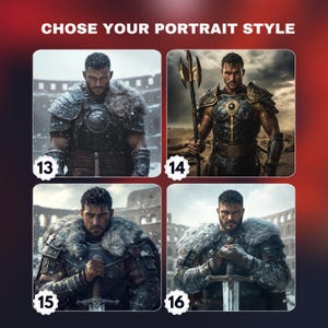 Gladiator Portrait: Custom Gladiator Men Portrait, Unique Art for ...