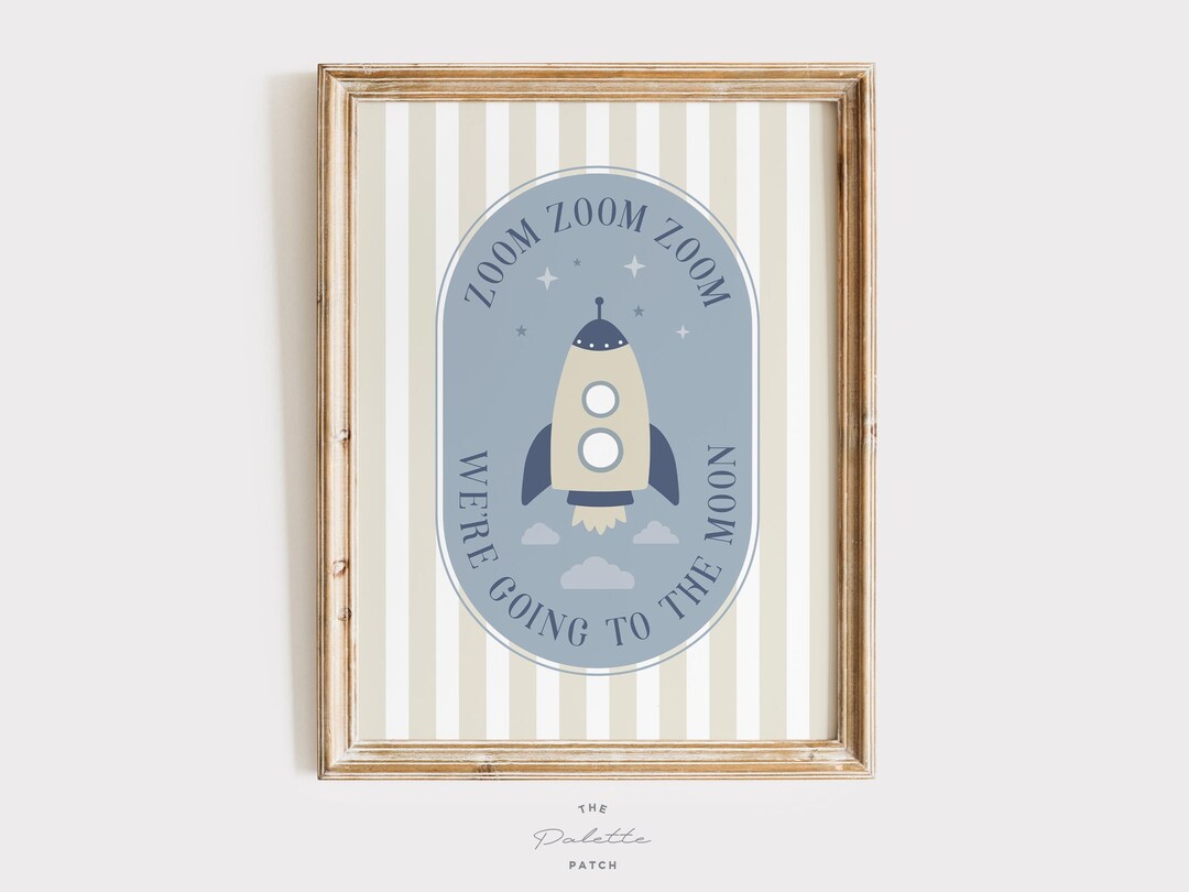 Zoom Zoom Zoom Boys Outer Space Retro Printable Wall Art, Baby Neutral ...