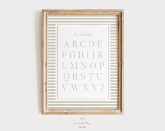 Vintage Alphabet Printable Wall Art, Sage Green ABC Poster, Learning ...