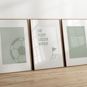 Set of 5 Soccer Printable Wall Art, Modern Soccer Theme Gallery Decor ...