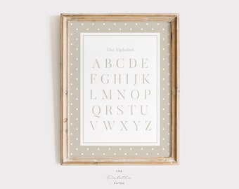 Vintage Alphabet Printable Wall Art, Sage Green ABC Poster, Learning ...
