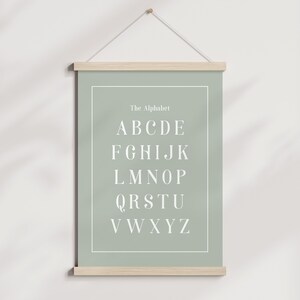 Vintage Alphabet Printable Wall Art, Sage Green ABC Poster, Learning ...