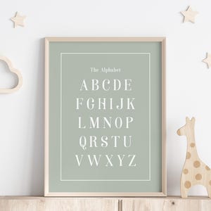 Vintage Alphabet Printable Wall Art, Sage Green ABC Poster, Learning ...