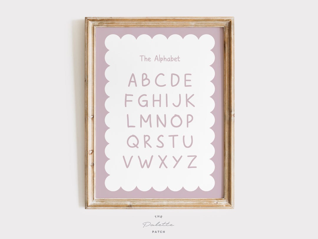 Lilac Scalloped Alphabet Printable Wall Art, Purple Girls ABC Poster ...