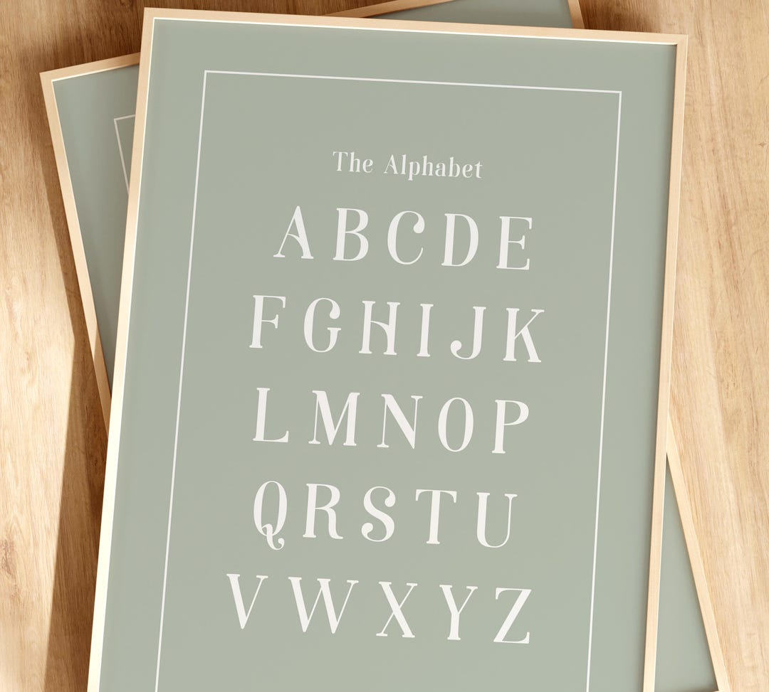Vintage Alphabet Printable Wall Art, Sage Green ABC Poster, Learning Letters, Neutral Nursery ...