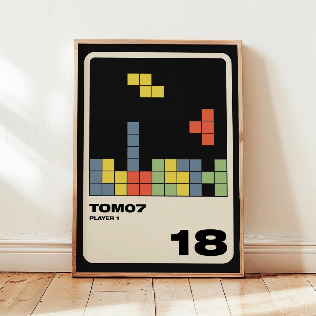 Boys Personalized Gaming Printable Wall Art, Custom Retro Tetris ...