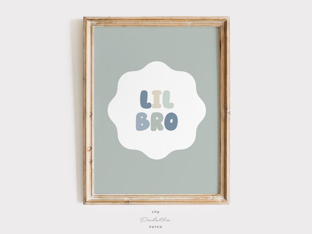 Lil Bro Soft Green Printable Nursery Wall Art, Little Brother Wording ...