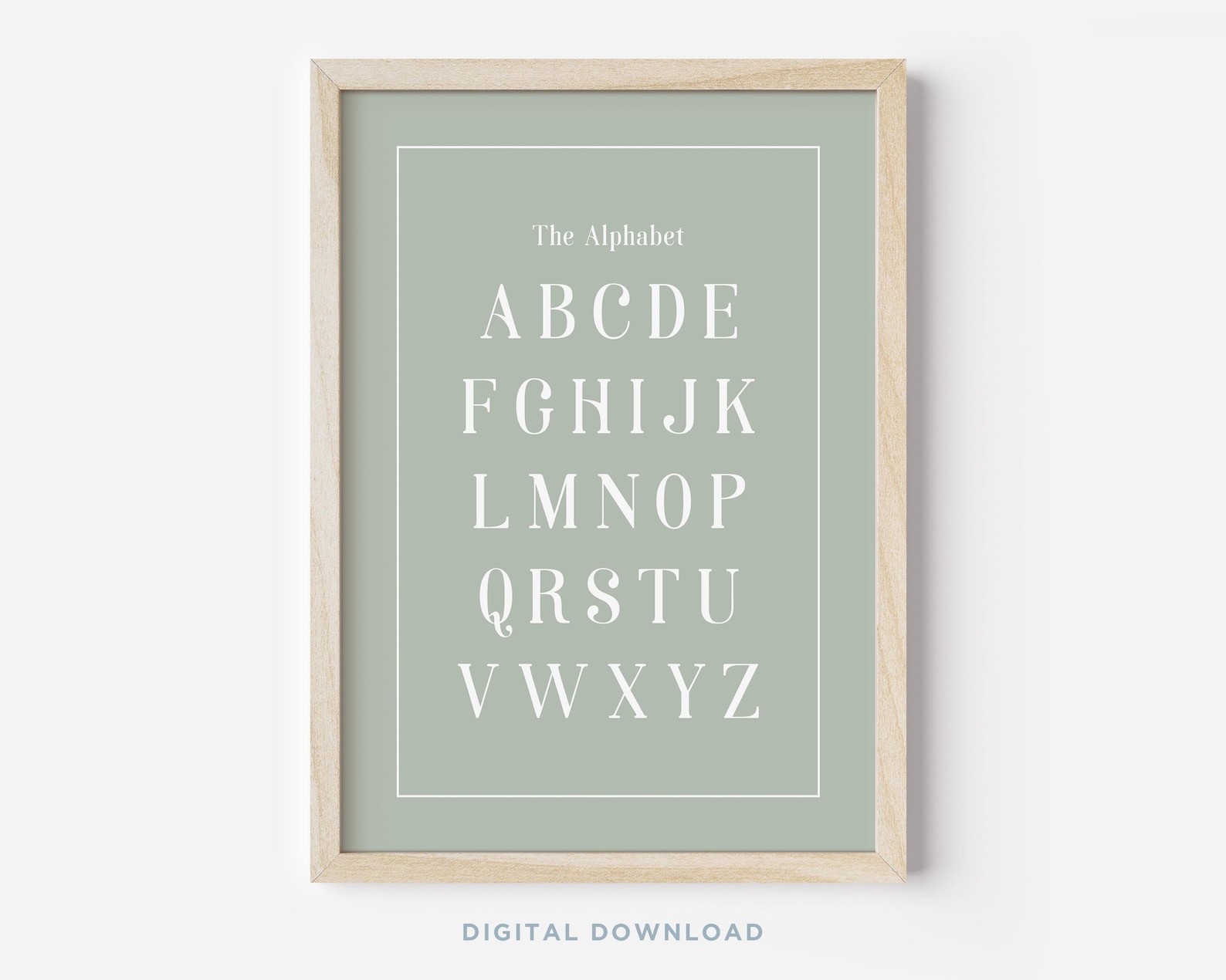 Vintage Alphabet Printable Wall Art, Sage Green ABC Poster, Learning ...