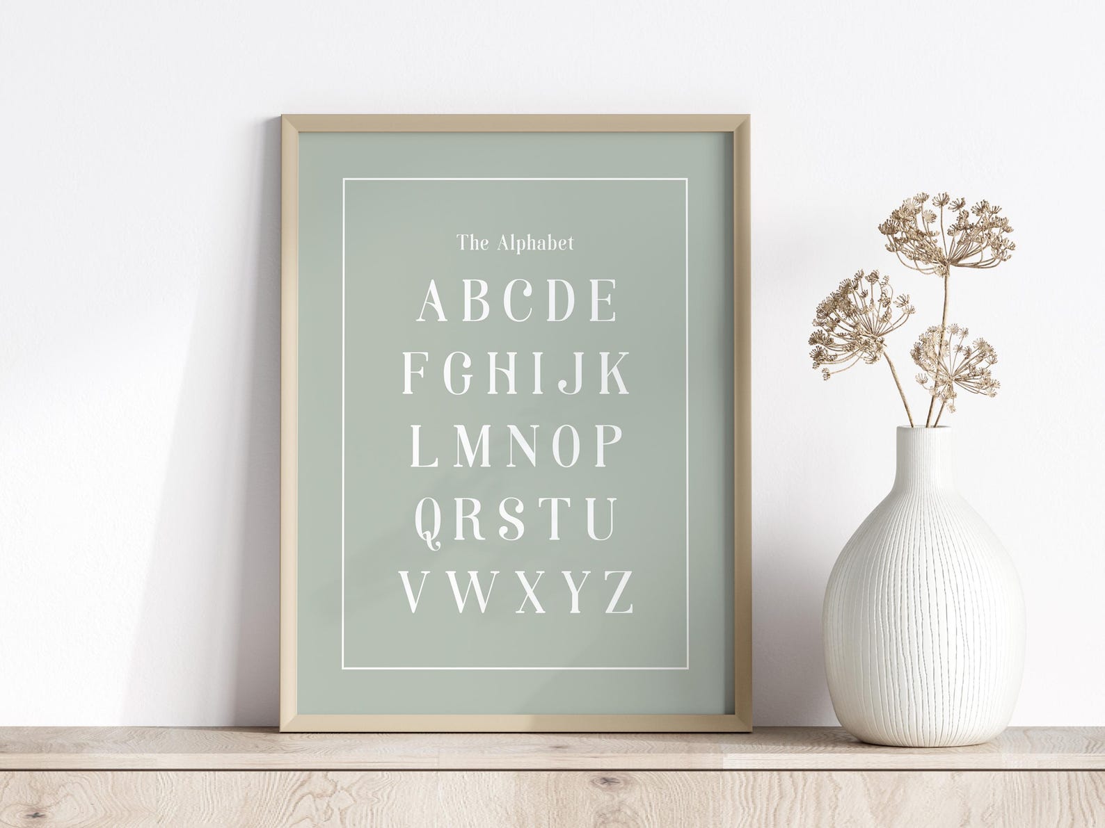 Vintage Alphabet Printable Wall Art, Sage Green ABC Poster, Learning ...