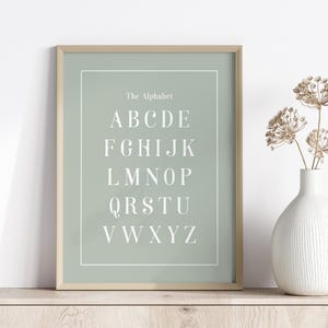Vintage Alphabet Printable Wall Art, Sage Green ABC Poster, Learning ...