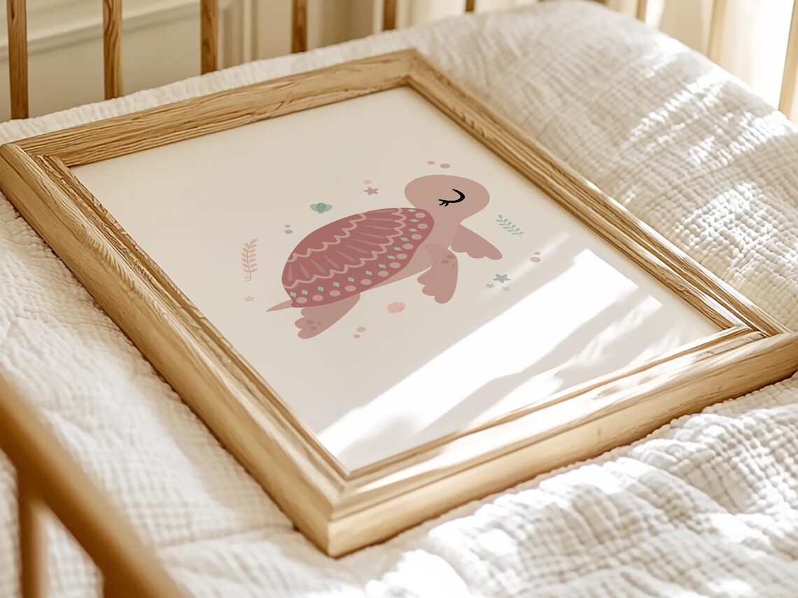 Set of 3 Dusty Pink Sea Creatures Printable Wall Art, Girls Ocean ...