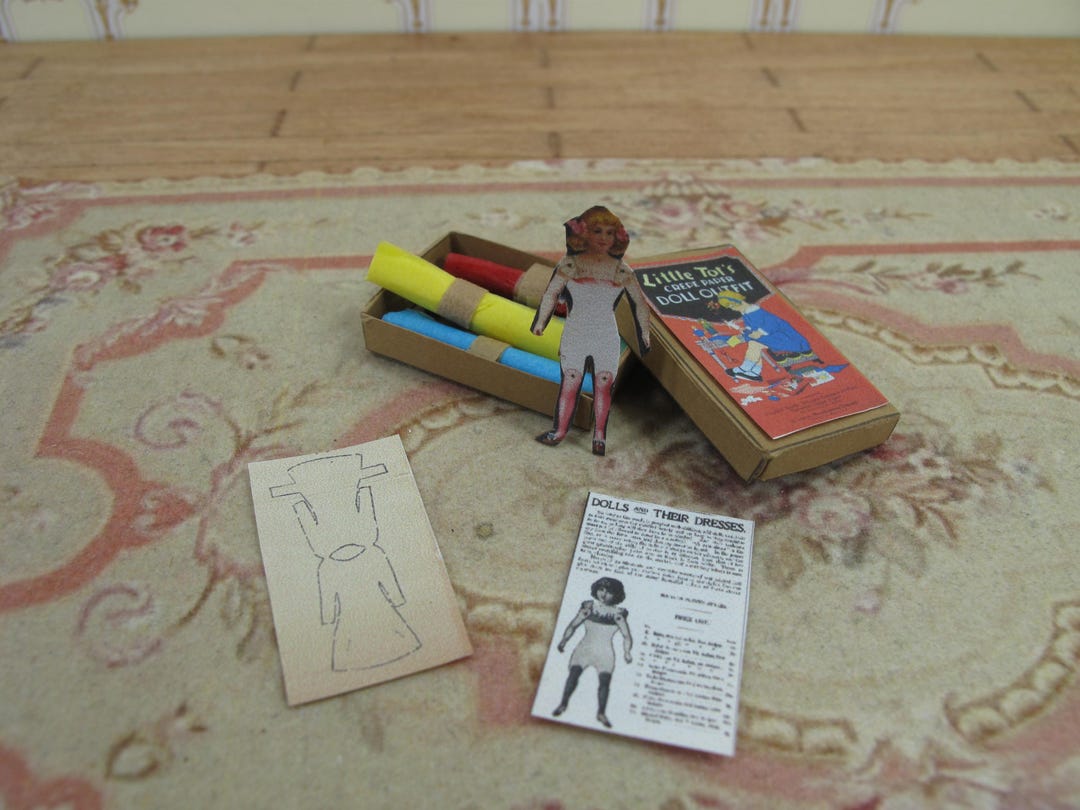 NEW 1:12 Miniature Paper Doll. German Paper Dolls Box Toy Vintage Paper ...