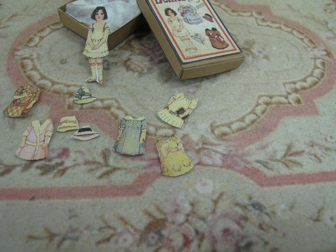 NEW 1:12 Miniature Paper Doll. German Paper Dolls Box Toy Vintage Paper ...