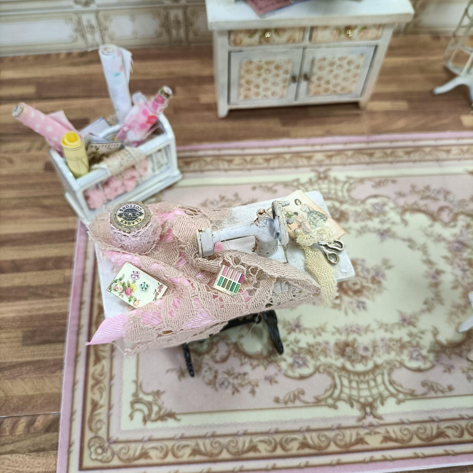 Dollhouse Sewing Furniture Display. Miniature Shop Display Fashion ...