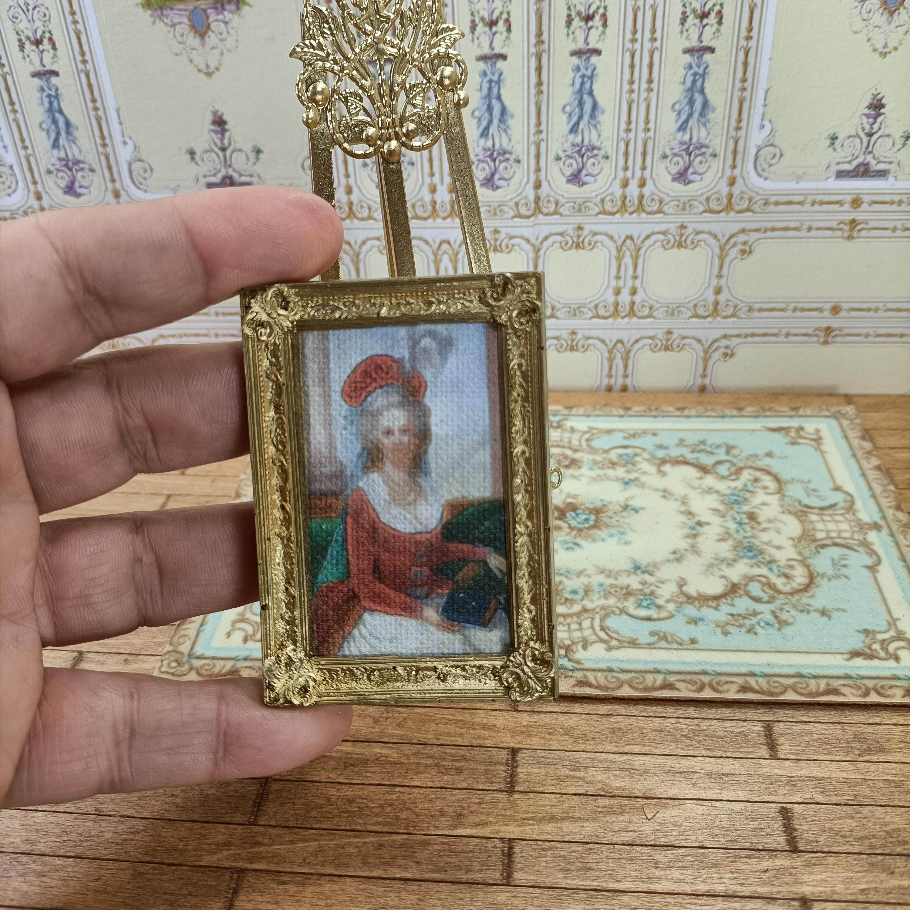 Traditional French Style Antique Miniature Frame Painted Gold Aged, Picture Ornament Frame ...