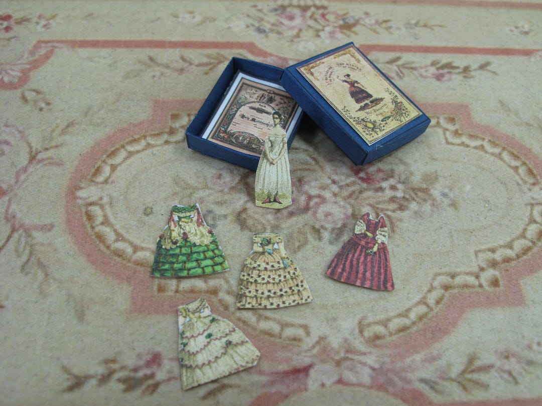 NEW 1:12 Miniature Paper Doll. German Paper Dolls Box Toy Vintage Paper ...